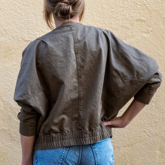 BDG | Jackets & Coats | Green Denim Wide Arm Bomber Jacket | Poshmark